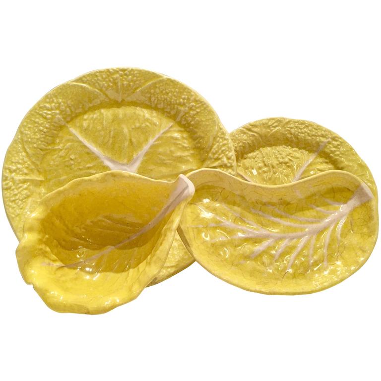 1950s Portugal Majolica Yellow Cabbage Dinnerware, Set of 24 at 1stDibs ...