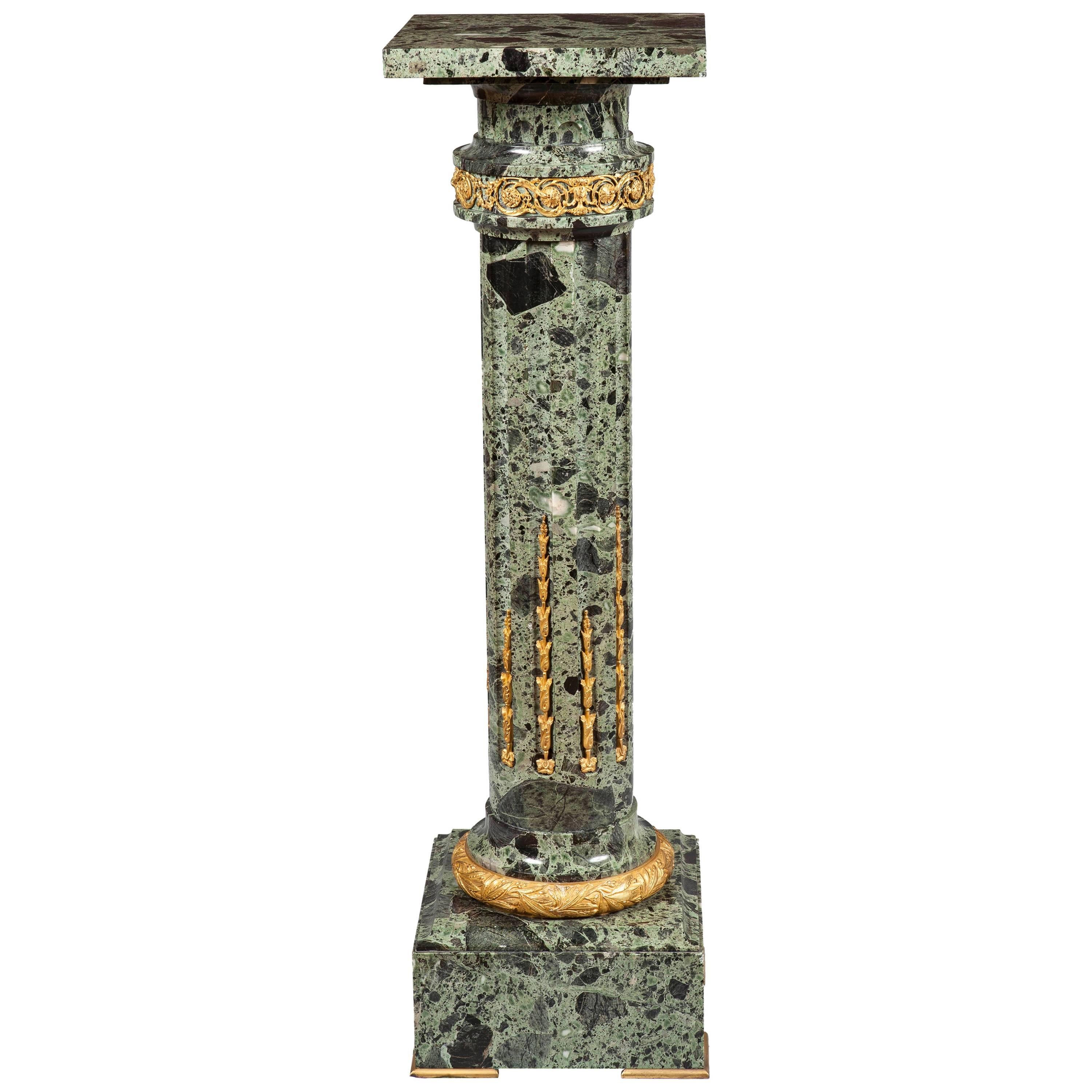 Antique French Serpentine Verde Antico Marble Pedestal 19th Century at ...