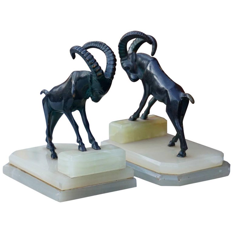 Pair of Art Deco Ram Bookends at 1stDibs