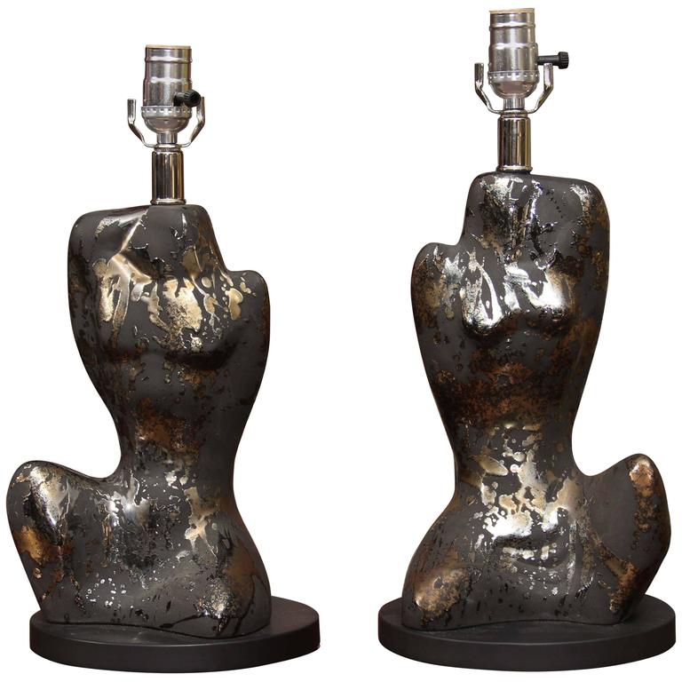 Pair of Mid-Century Male and Femaie Form Table Lamps For Sale at 1stdibs