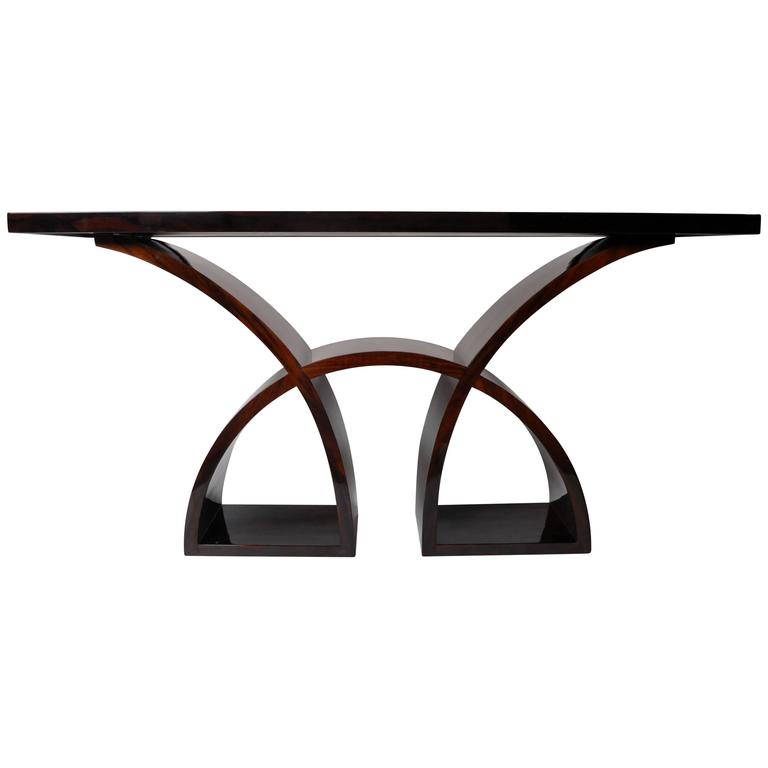 Art Deco Style "Ribbon" Console Table with Geometric Base at 1stDibs