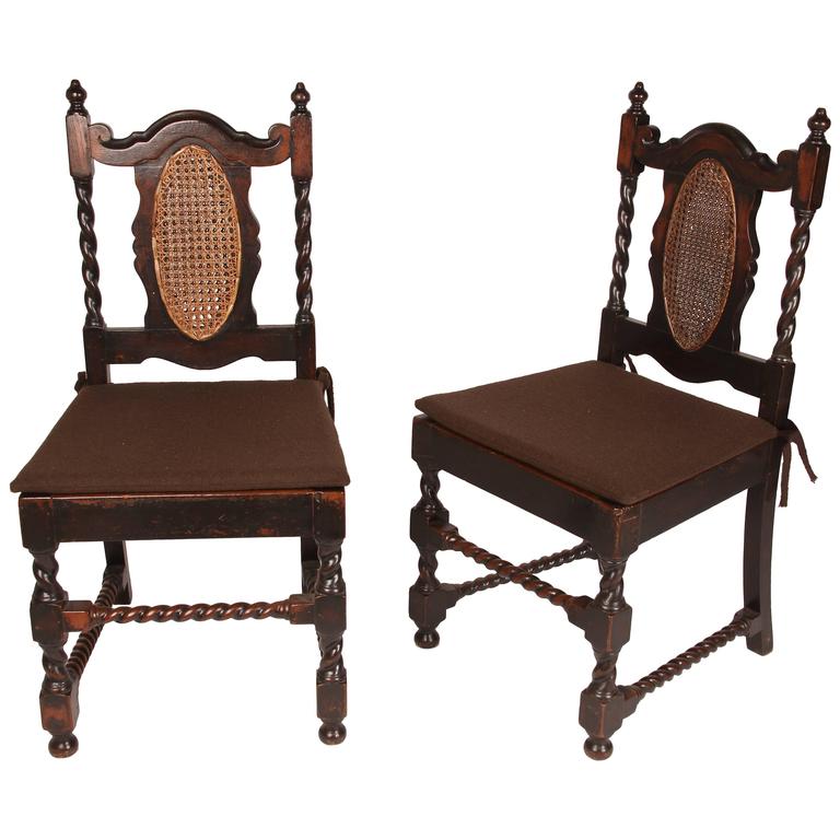 British Colonial Side Chairs with Barley Twist Spindles For Sale at 1stdibs