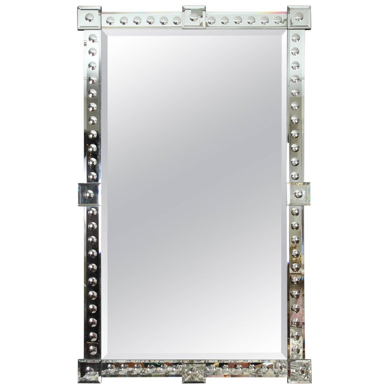 Impressive Scaled Mirror with Mirrored Frame For Sale at 1stDibs