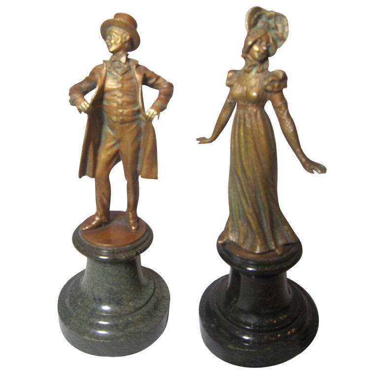 Pair of Exceptionally Detailed Bronze Statues ca. 1890 at 1stDibs