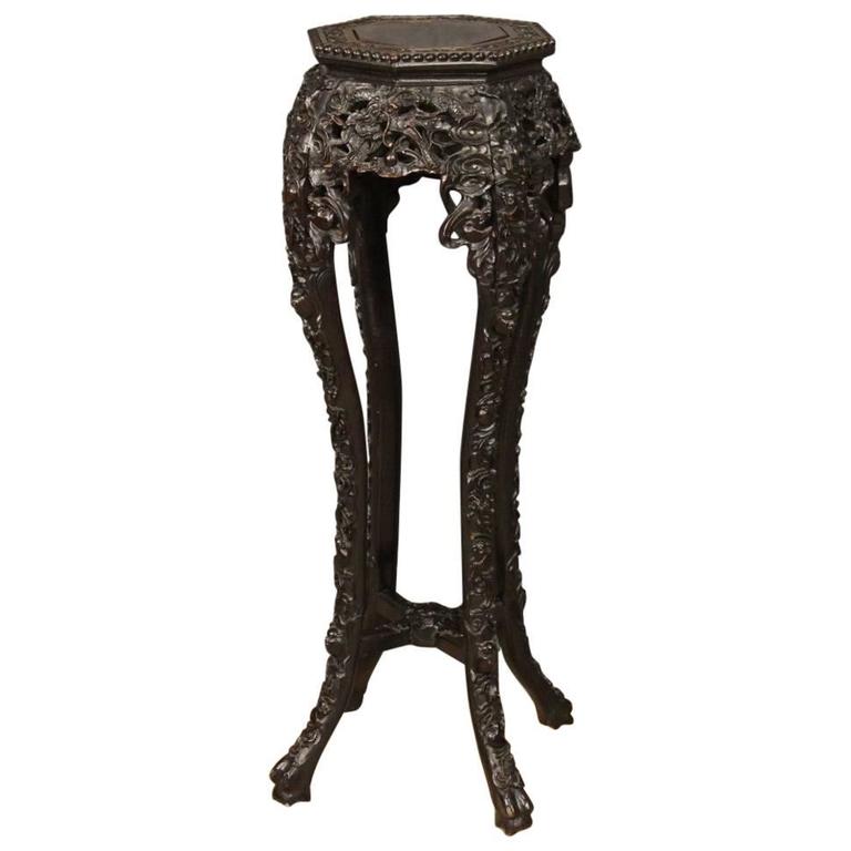 20th Century Chinese Column in Ebonized Wood For Sale at 1stDibs