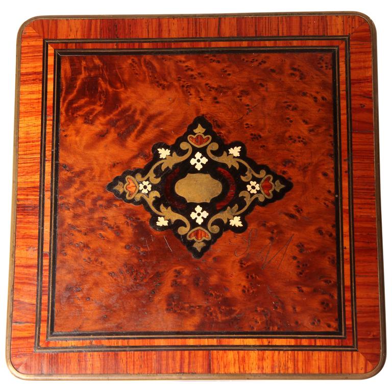 Jewelry Box with Inlay and Brass Trim at 1stDibs