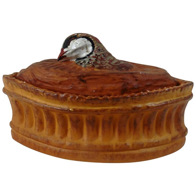 French Trompe L'oeil Porcelain Partridge Pâté Tureen Pillivuyt Mehun at ...