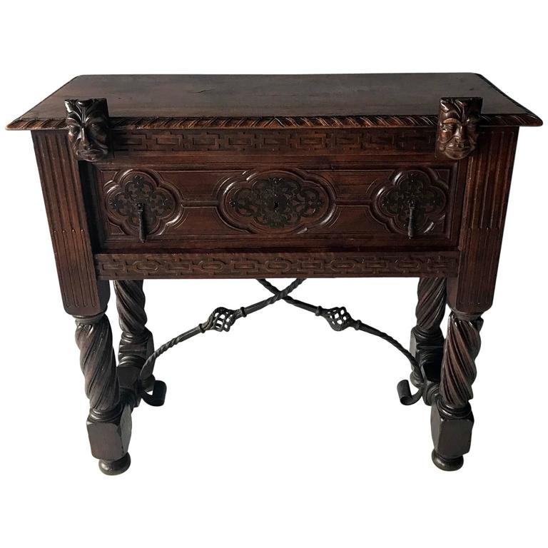 Antique Spanish Colonial Console Table with Drawer at 1stDibs