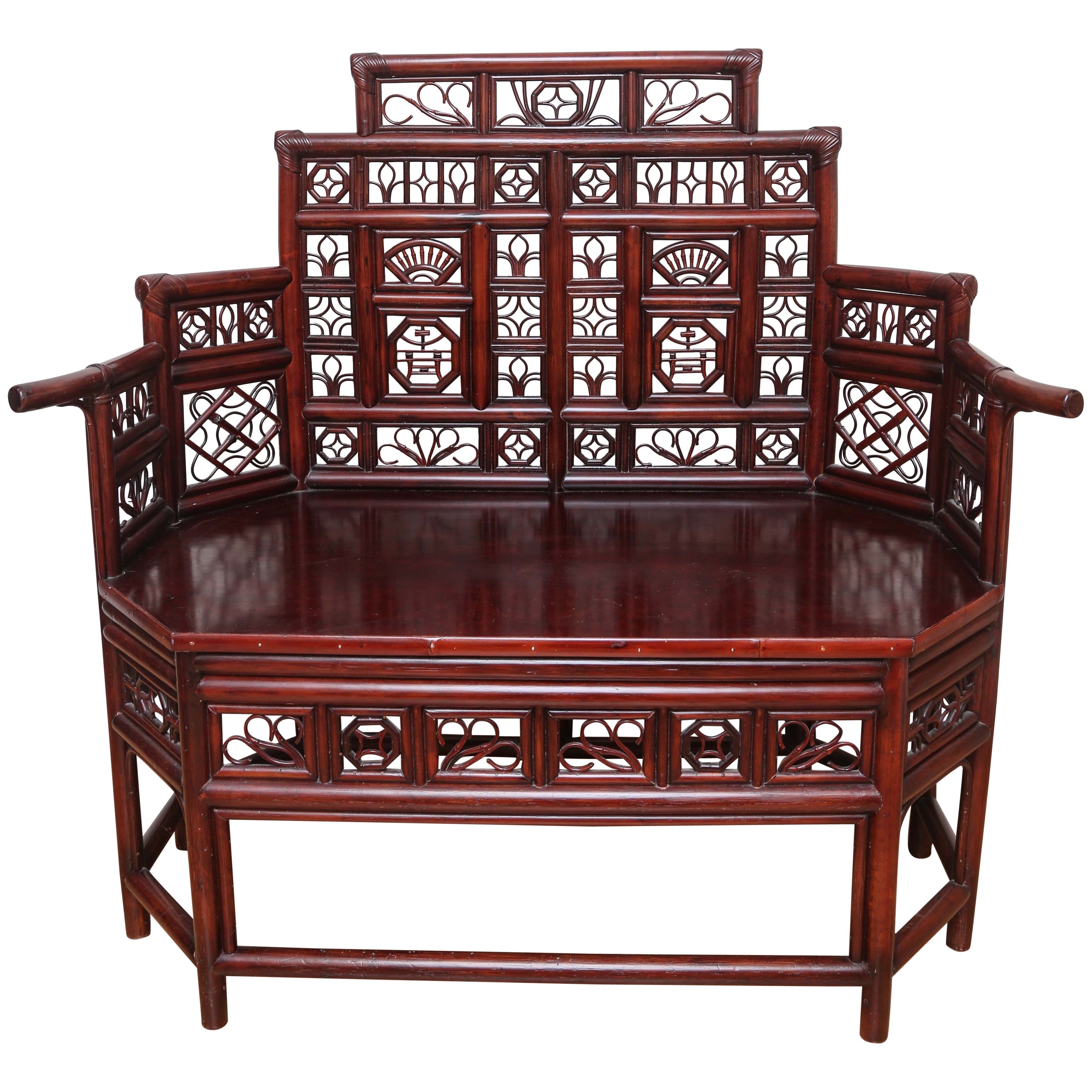 Hanging Rattan Settee at 1stDibs