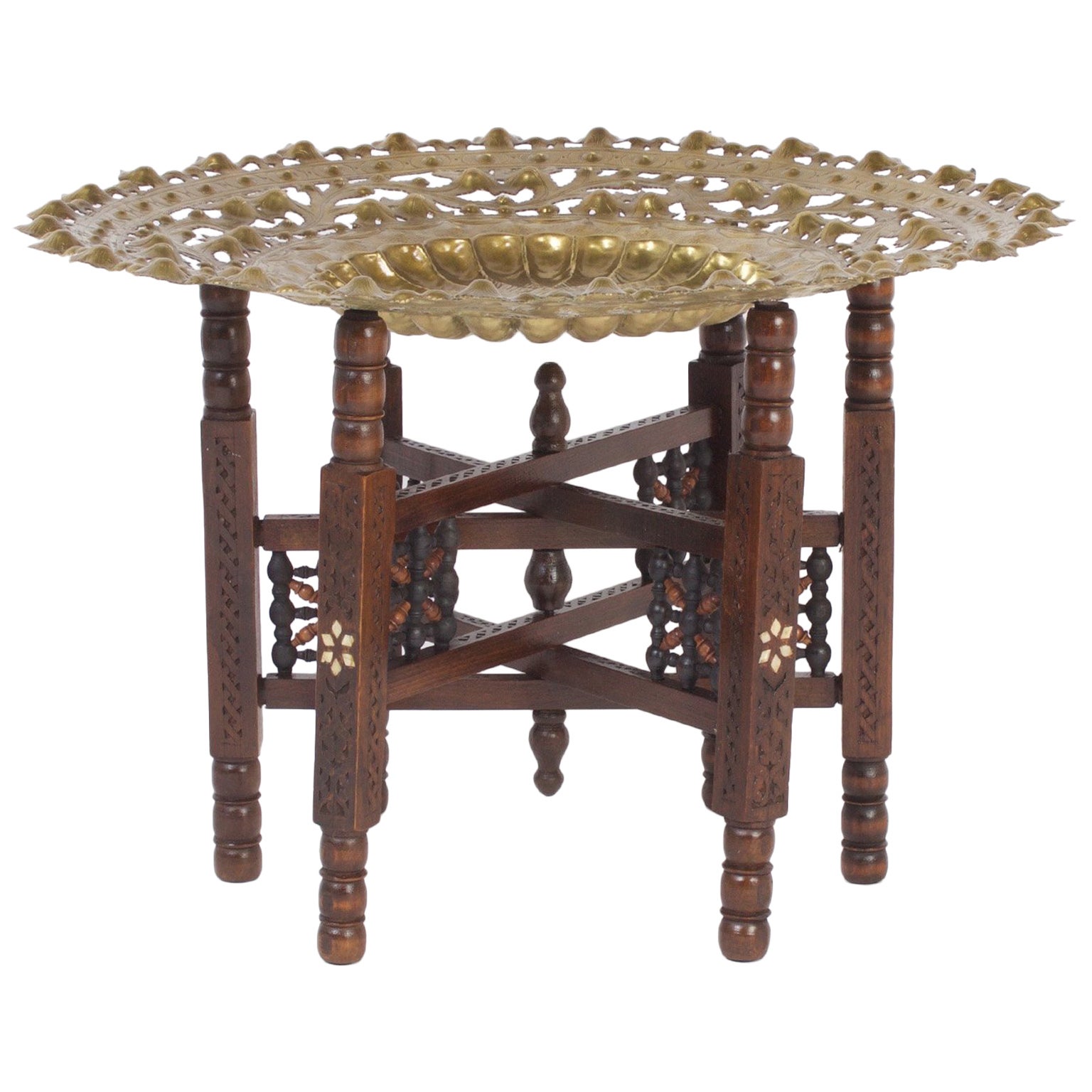 Moroccan Tray Table with Bone Inlay For Sale at 1stDibs