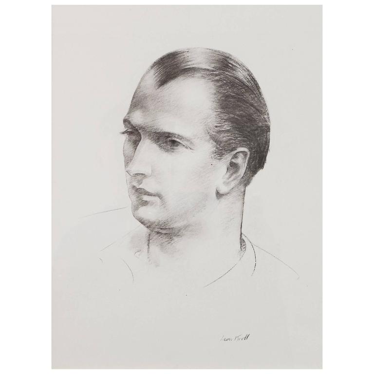 "Man's Portrait, Three Quarters View, " Powerful Drawing by Leon Kroll ...