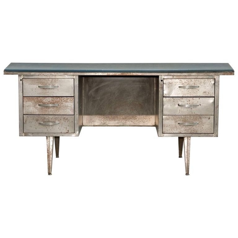 Outstanding Industrial Iron Desk For Sale at 1stDibs