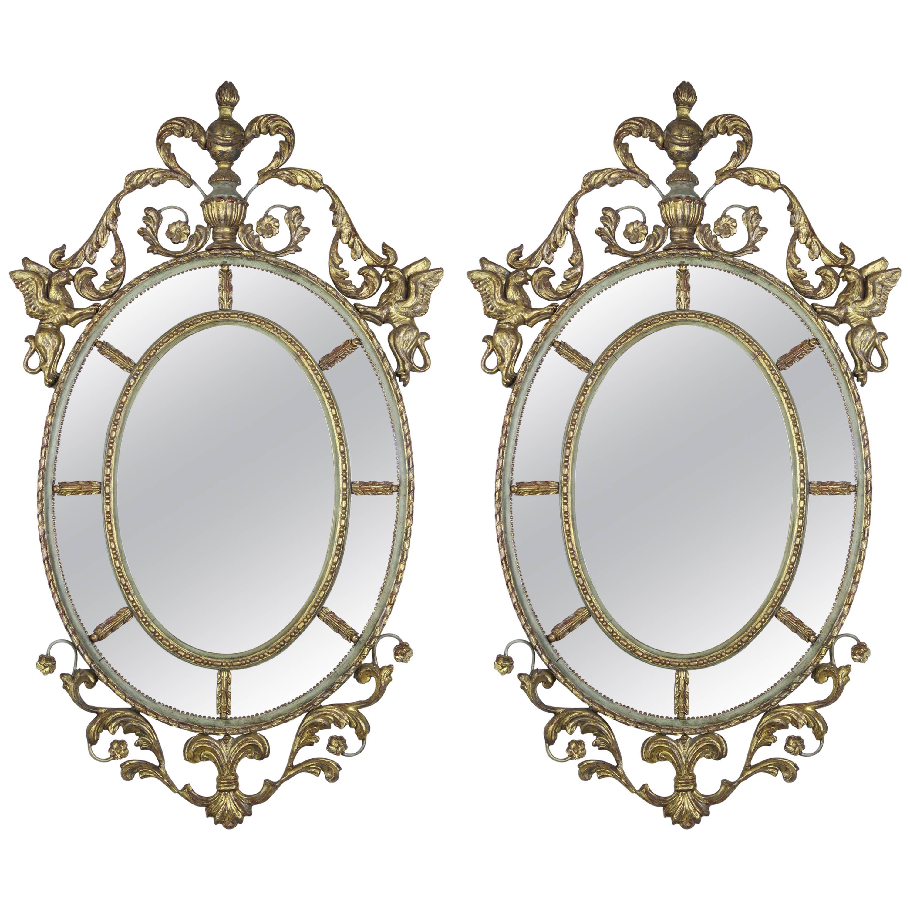 Pair of French Rococo Style Gold Wall Mirrors with Fancy Scroll Work at ...