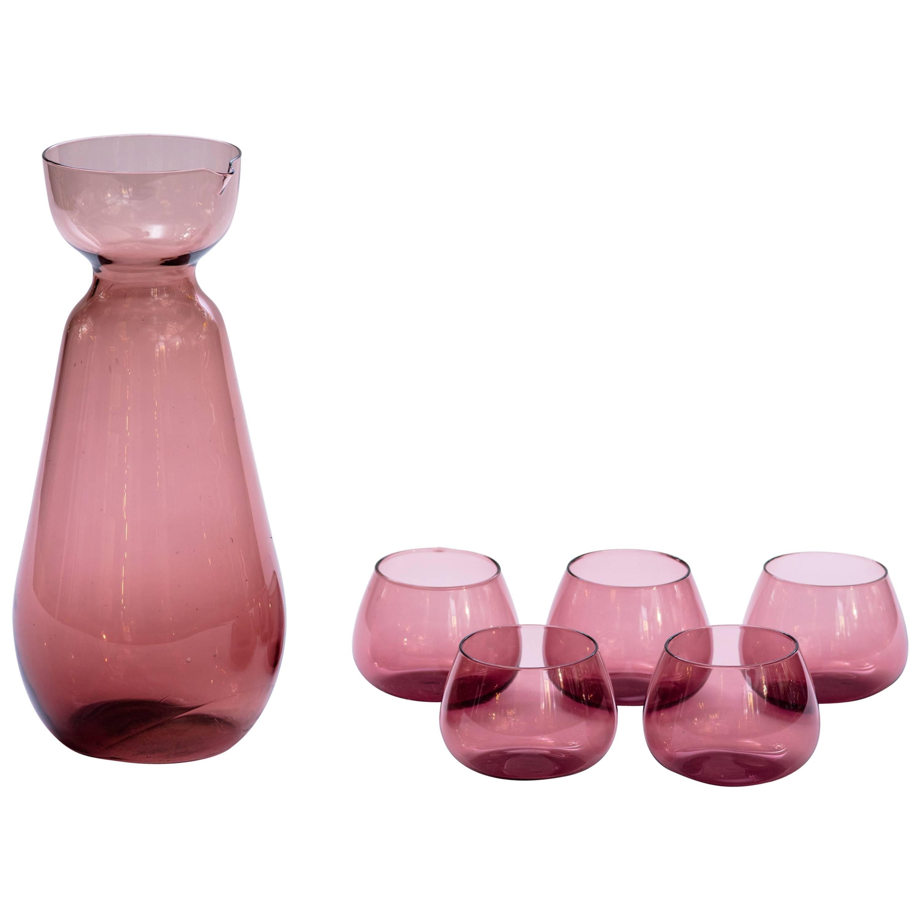 Scandinavian Modern Barware Set in Blown Amethyst Glass / 7Pc. Set at ...