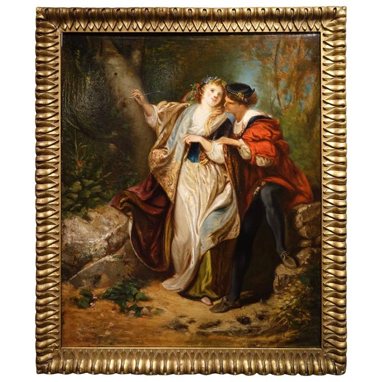 Scene Representing Paolo and Francesca, Oil on Panel, France, 19th ...
