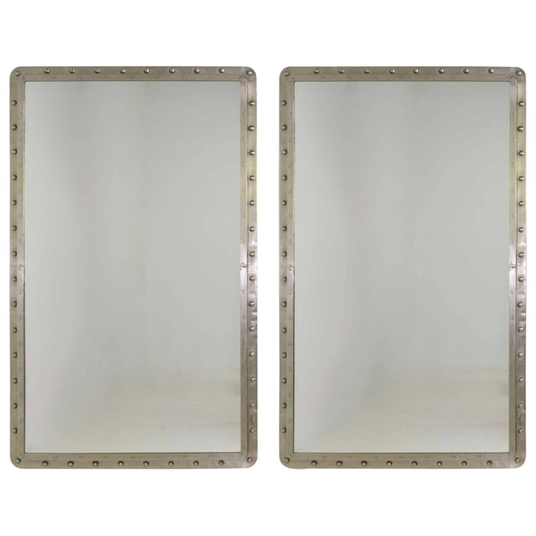 Pair of Very Large Cast Iron Porthole Industrial Style Wall Mirrors at ...