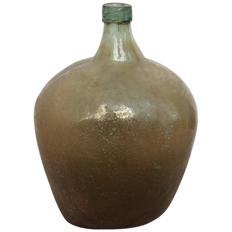 1950s Golden/Green Mezcal Demijohn from Oaxaca, Mexico at 1stDibs