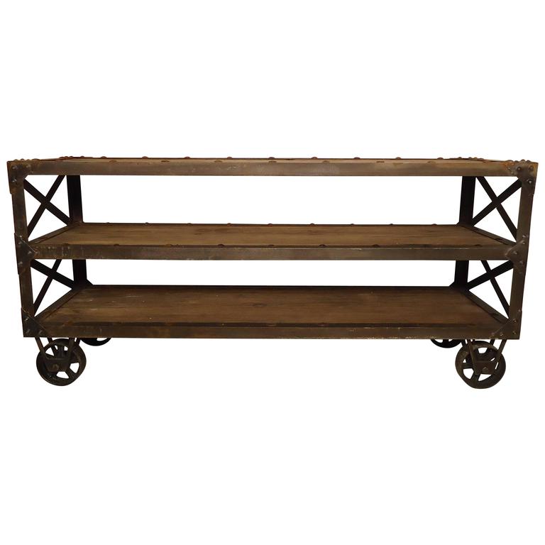 Large Vintage Industrial Three-Tier Cart at 1stDibs