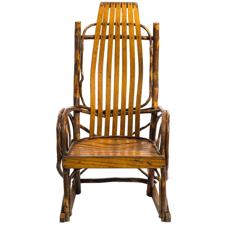Children's Adirondack Bentwood Oak Hickory Rocking Chair at 1stDibs