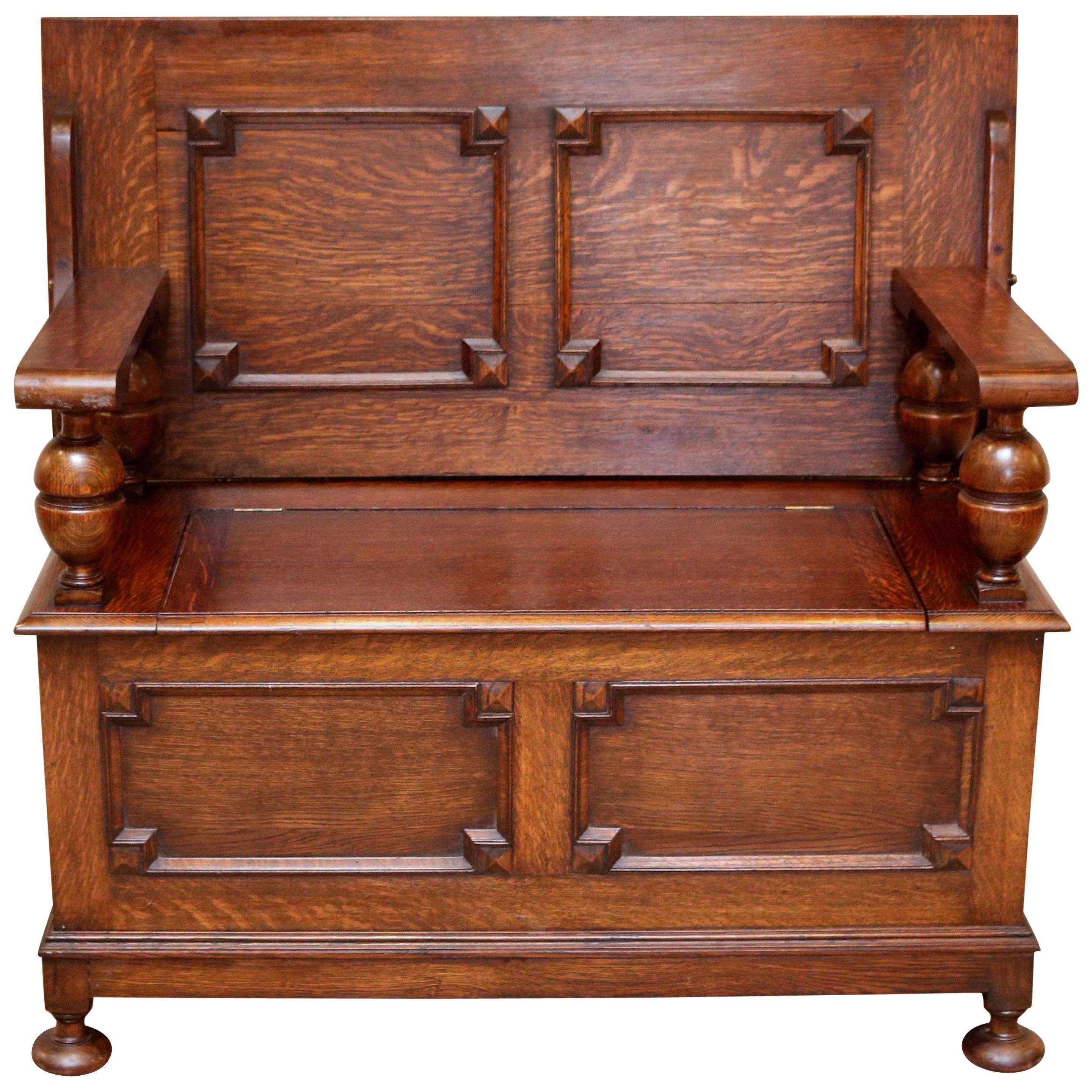 Solid Oak Monks Bench For Sale at 1stDibs