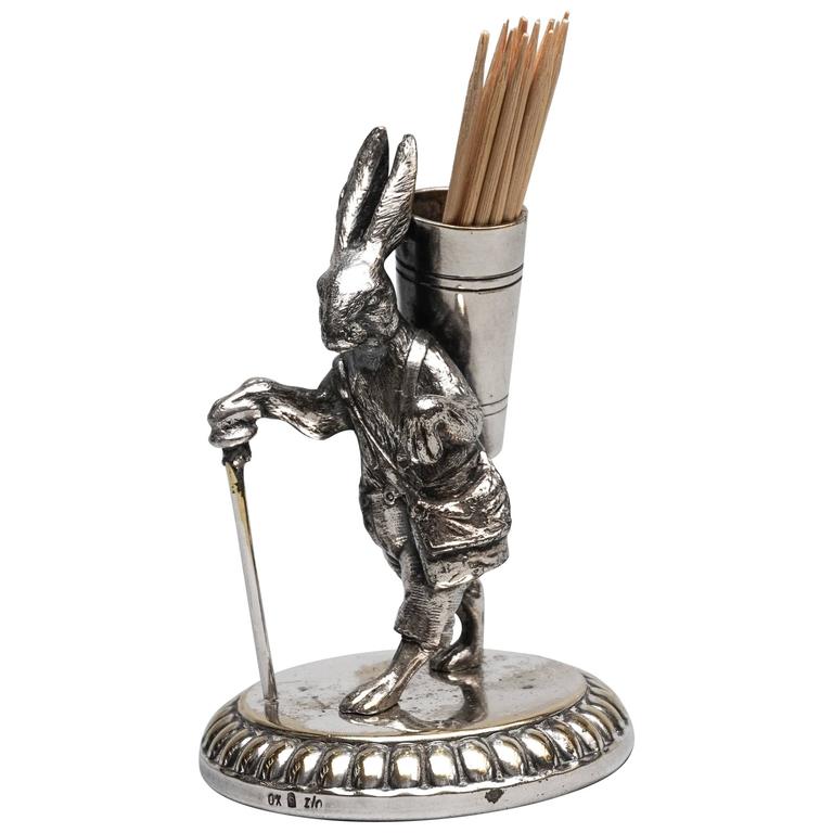Early 20th Century WMF Silver Plated Rabbit Toothpick Holder at 1stDibs