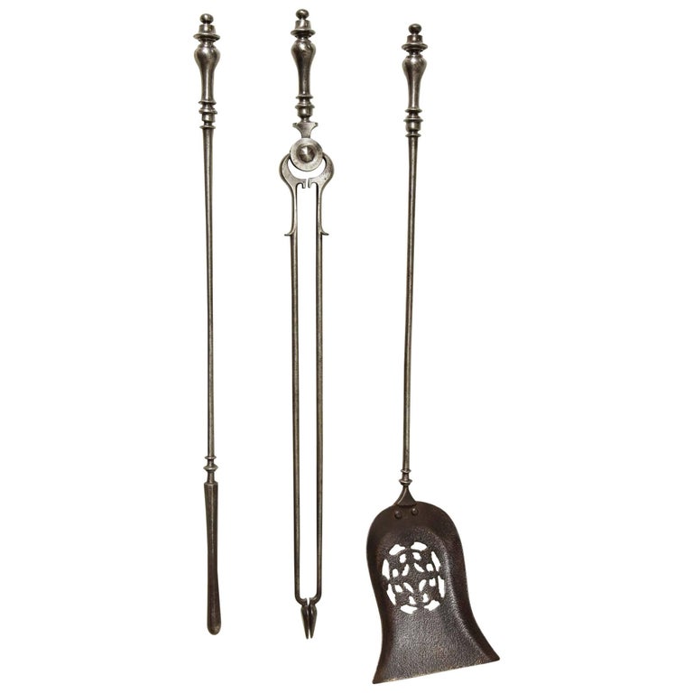 Fine Set of Steel Fire Tools For Sale at 1stDibs