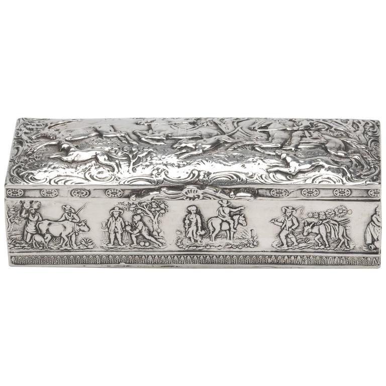 German Hallmarked 1860 Silver Box at 1stDibs