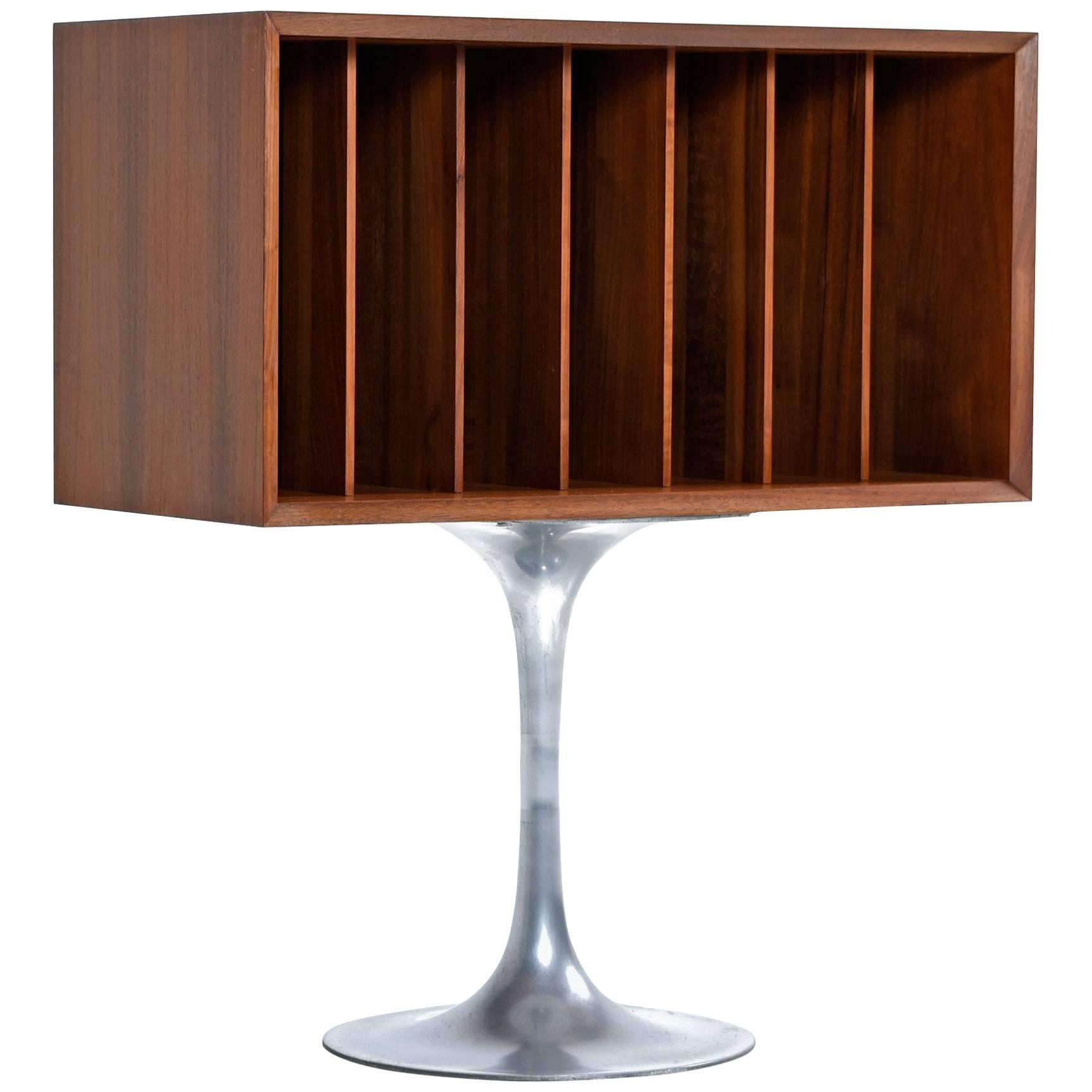 Mid-Century Modern Record Cabinet with Pedestal Base at 1stDibs