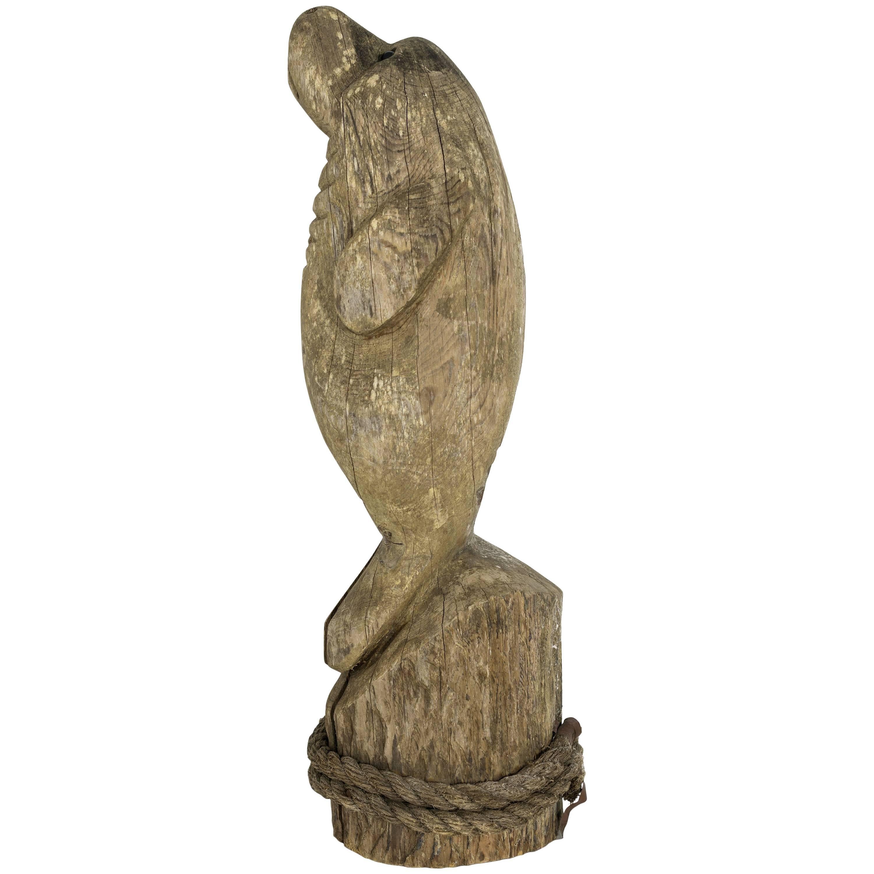 Folk Art Carved and Painted Wooden Manatee Figure at 1stDibs