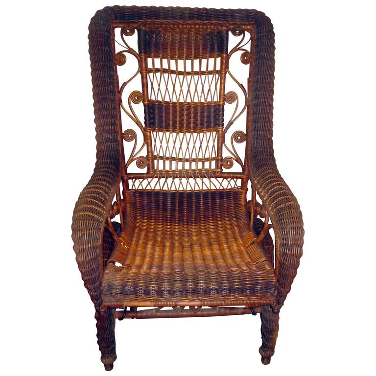 19th Century Natural Wicker American Platform Rocker at 1stDibs