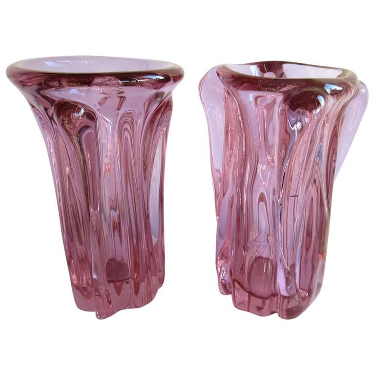Pair of Cenedese Alexandrite Murano Glass Vases at 1stDibs