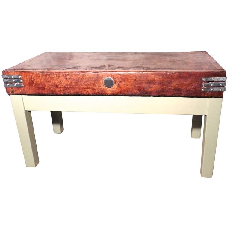Vintage Butchers Maple Chopping Block on Painted Stand at 1stDibs
