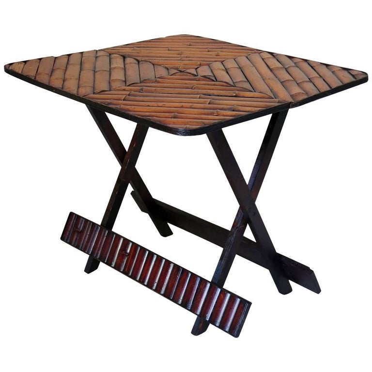 Vintage Folding Bamboo Side Table, France, circa 1950s For Sale at 1stDibs
