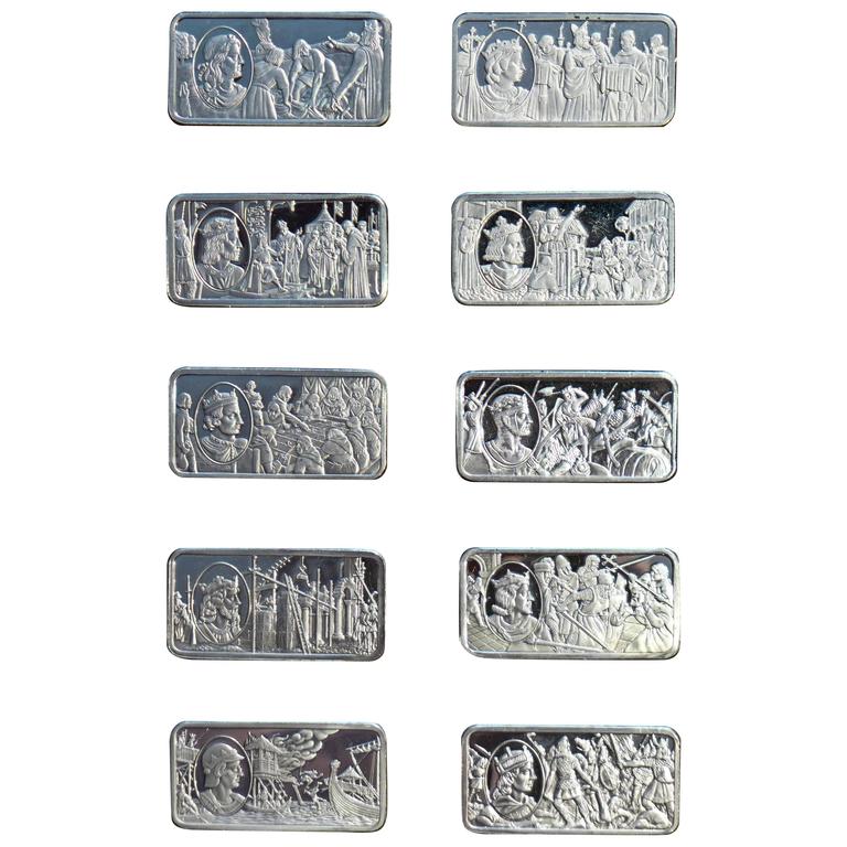 Ten Silver British Plaque Kings at 1stDibs