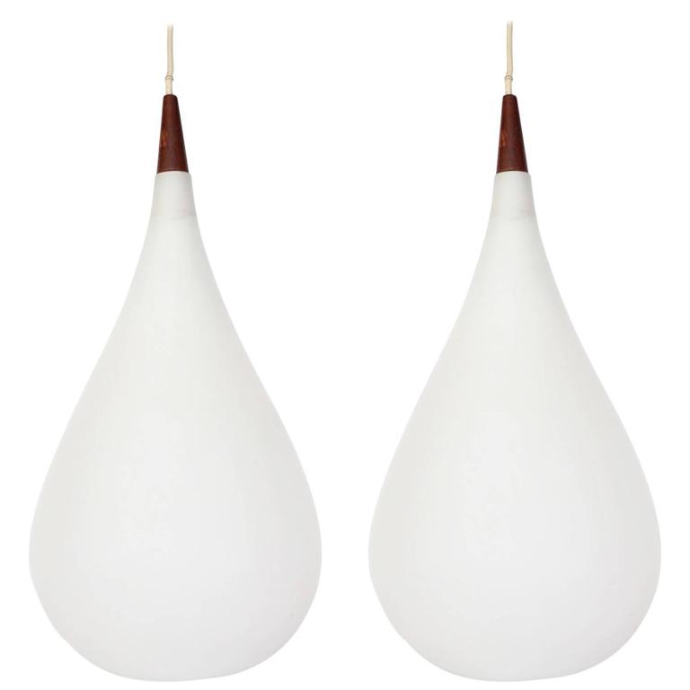 Large Milk Glass Drop Shaped Pendant Light by Holmegaard For Sale at ...