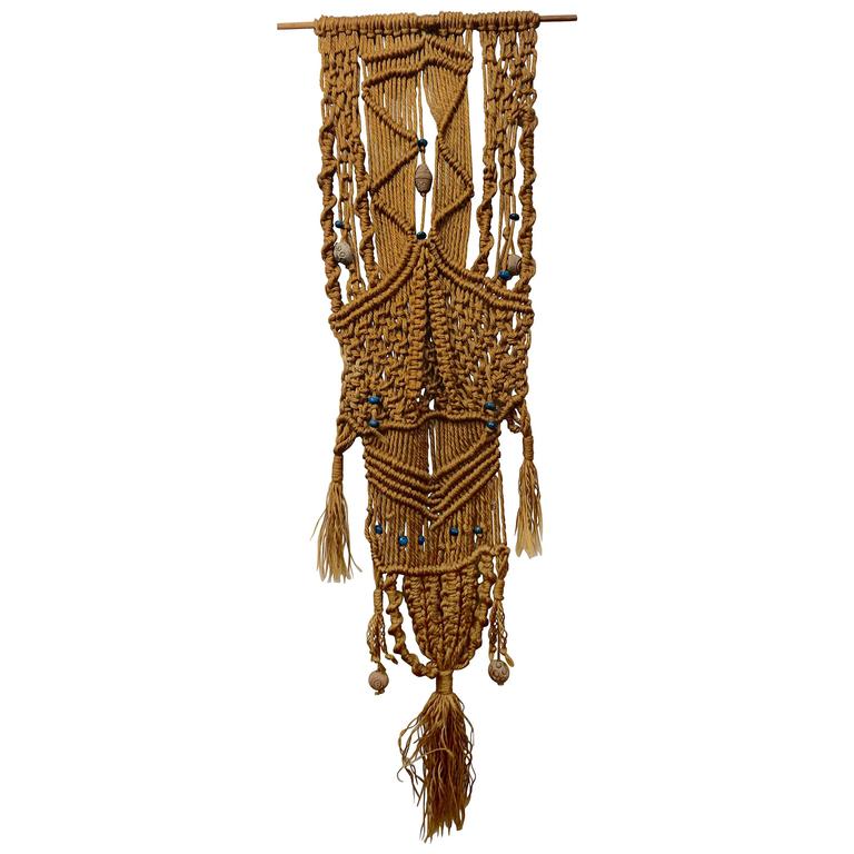 1960s Hippie Wall Hanging Macrame at 1stDibs