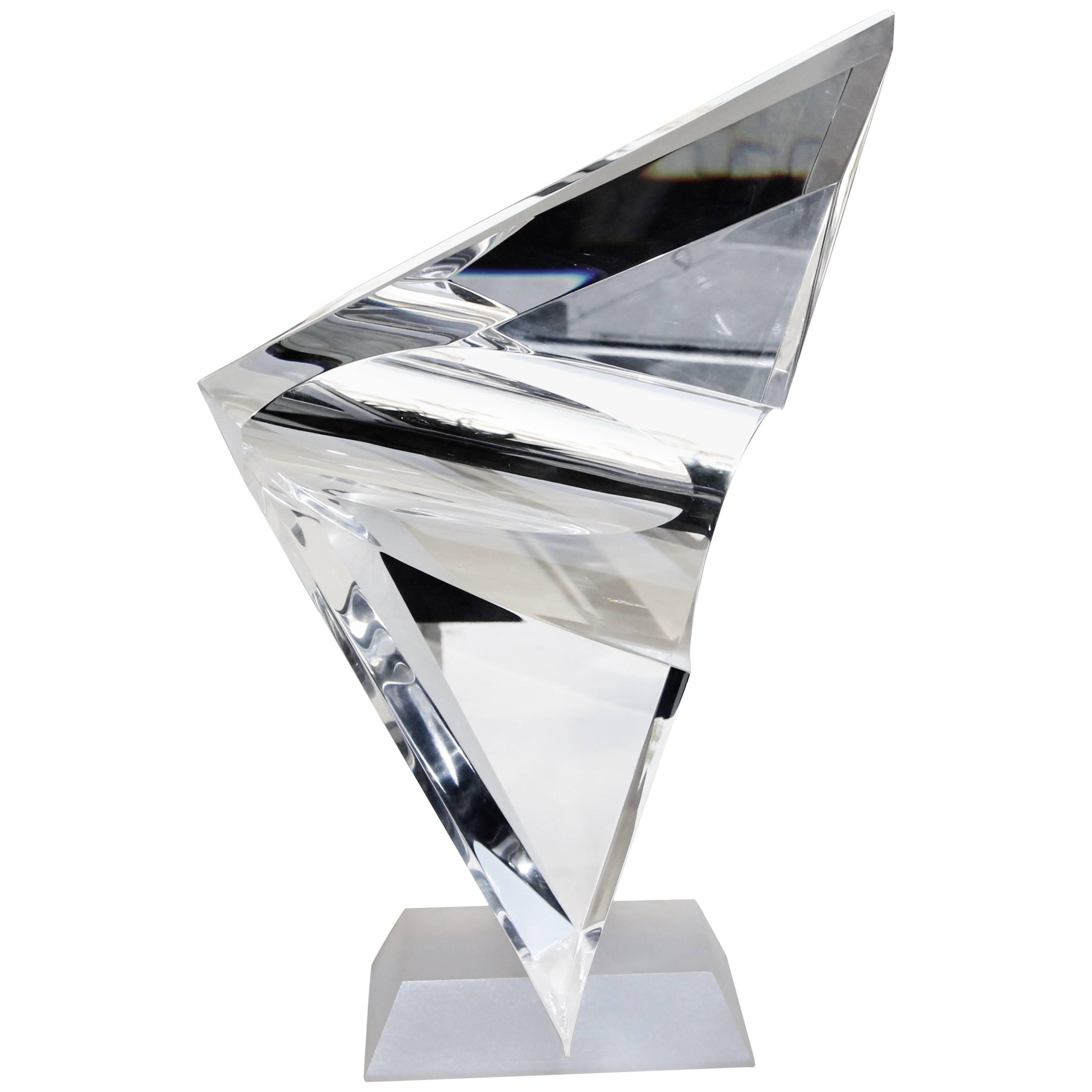 Bijan Bahar Lucite on Frosted Base Signed Sculpture at 1stDibs