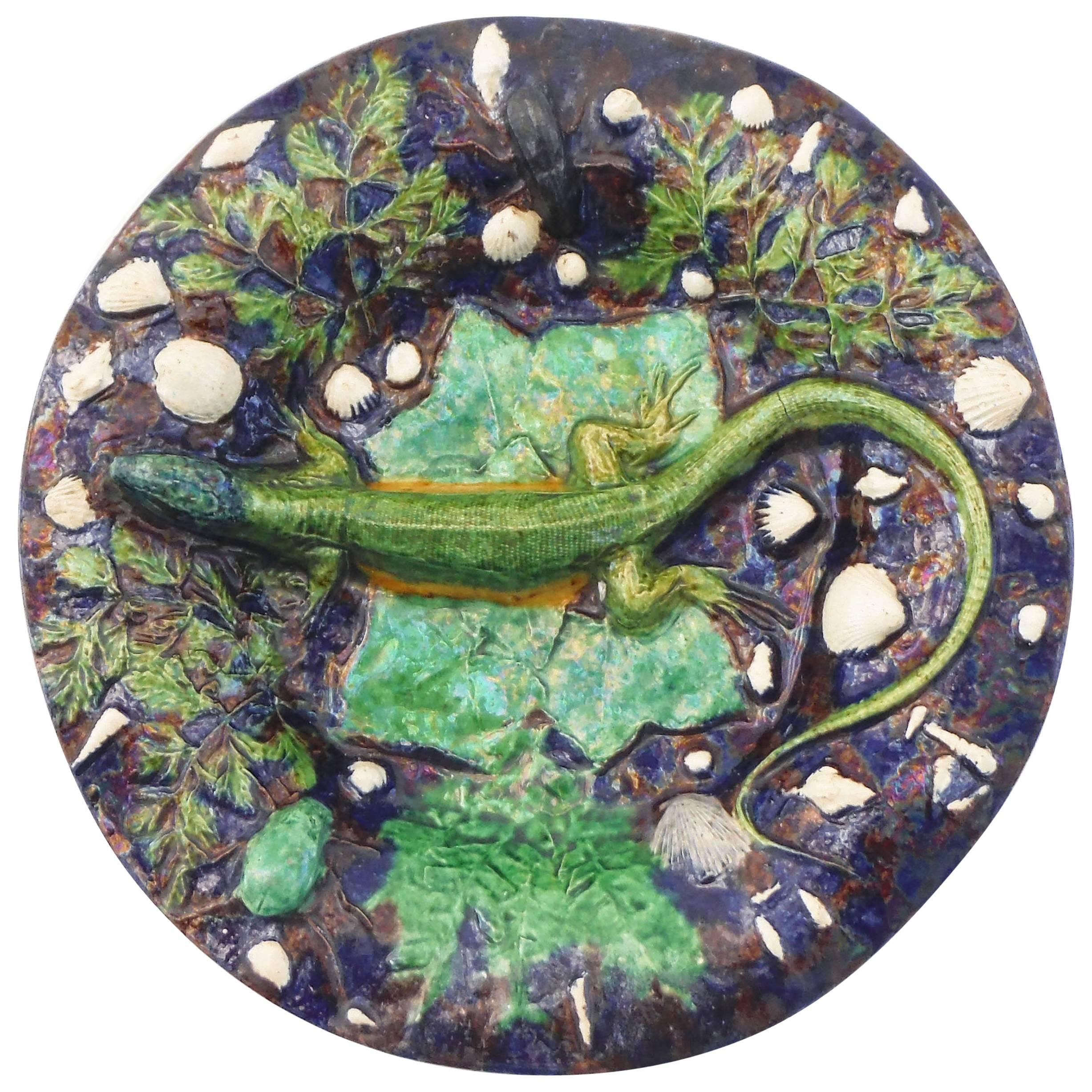 Mafra Palissy Majolica Lizard Wall Plate at 1stDibs