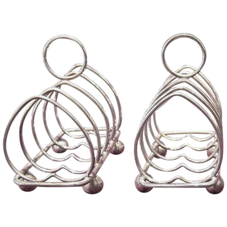 Pair of Heart-Shape Silver Toast Racks For Sale at 1stDibs