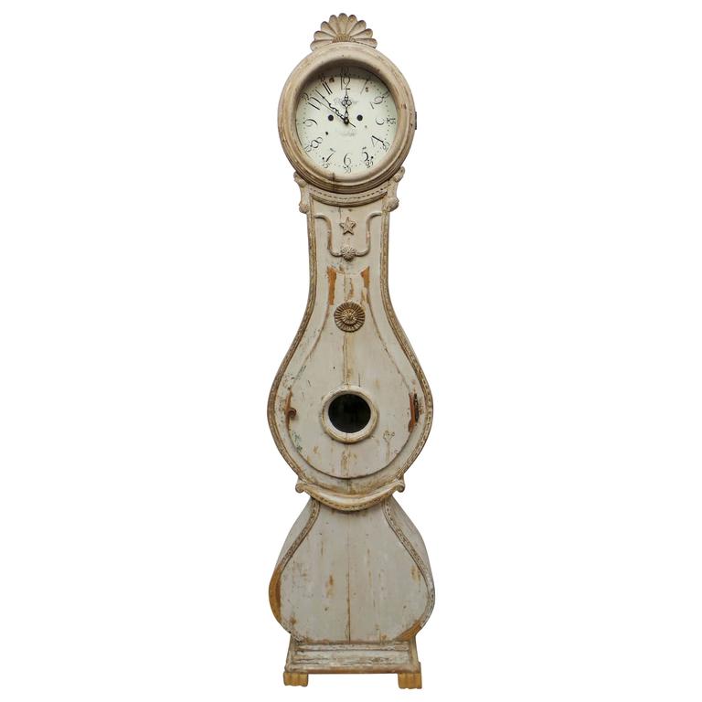 100% Original Painted Swedish Long Case Mora Clock at 1stDibs