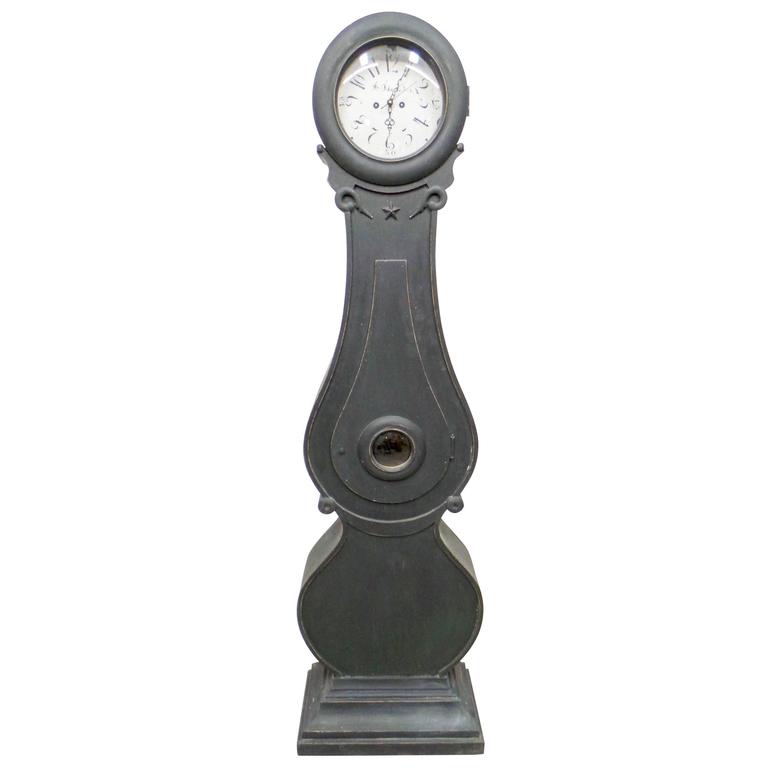 Black Swedish Long Case Mora Clock at 1stDibs