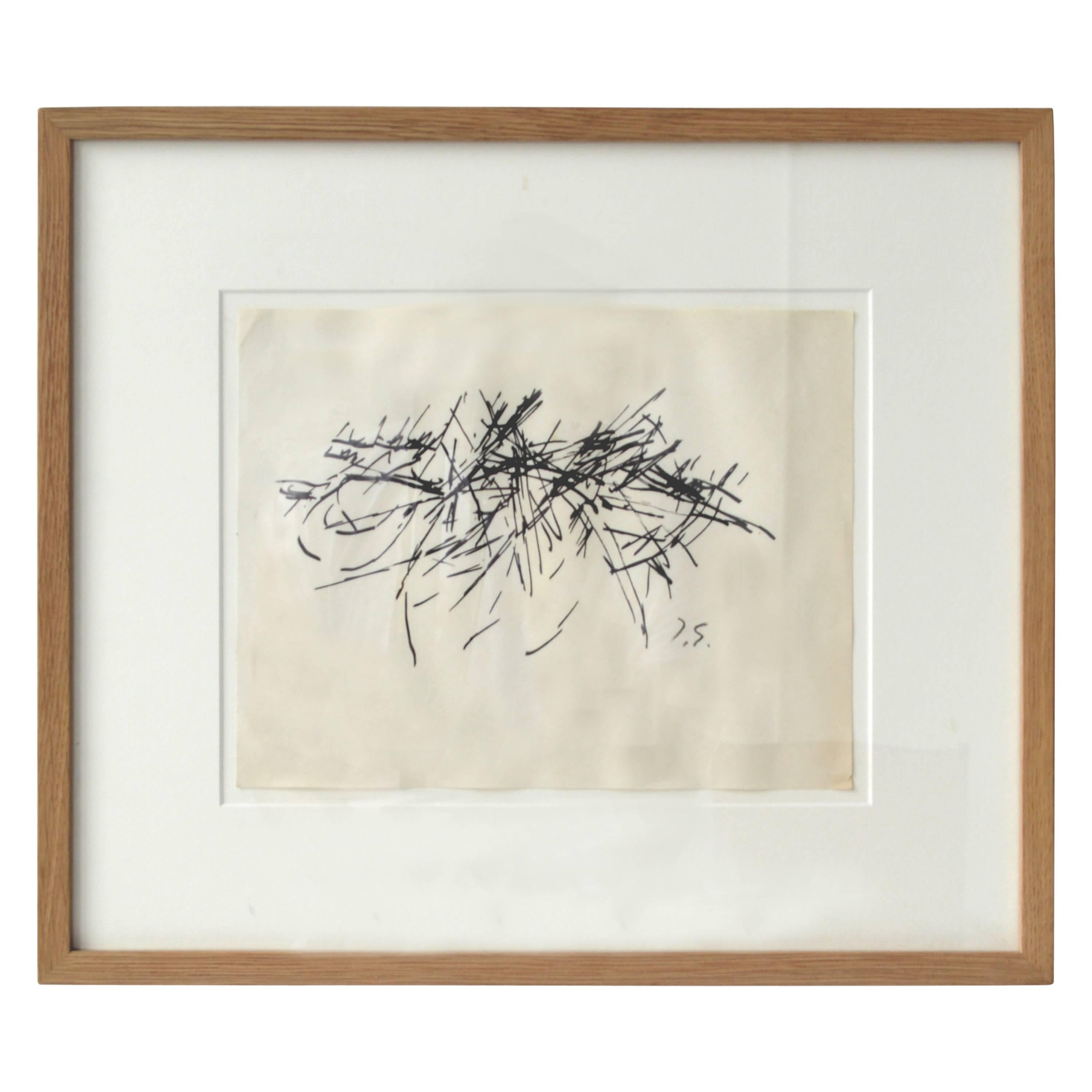 Framed Vintage Abstract Drawing by Jacques Germain at 1stDibs