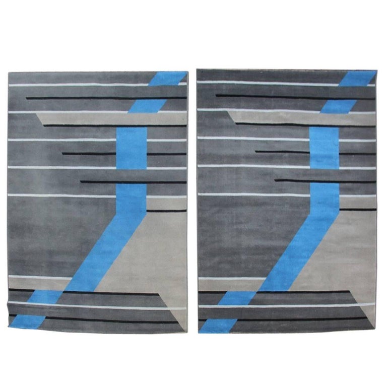 Pair of Designer Rugs Geometrical, 1980 For Sale at 1stDibs