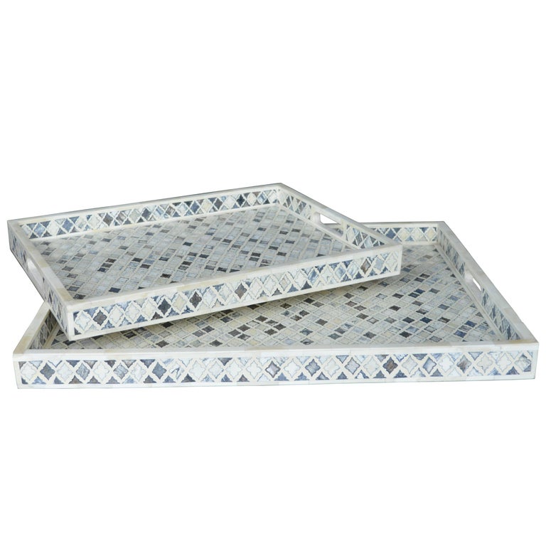Set of Two-Tiled Bone Trays at 1stDibs