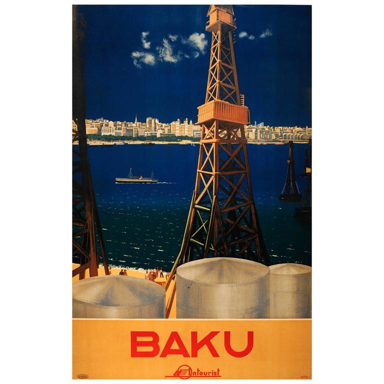 Original Vintage 1936 Soviet State Travel Intourist Poster for Baku ...