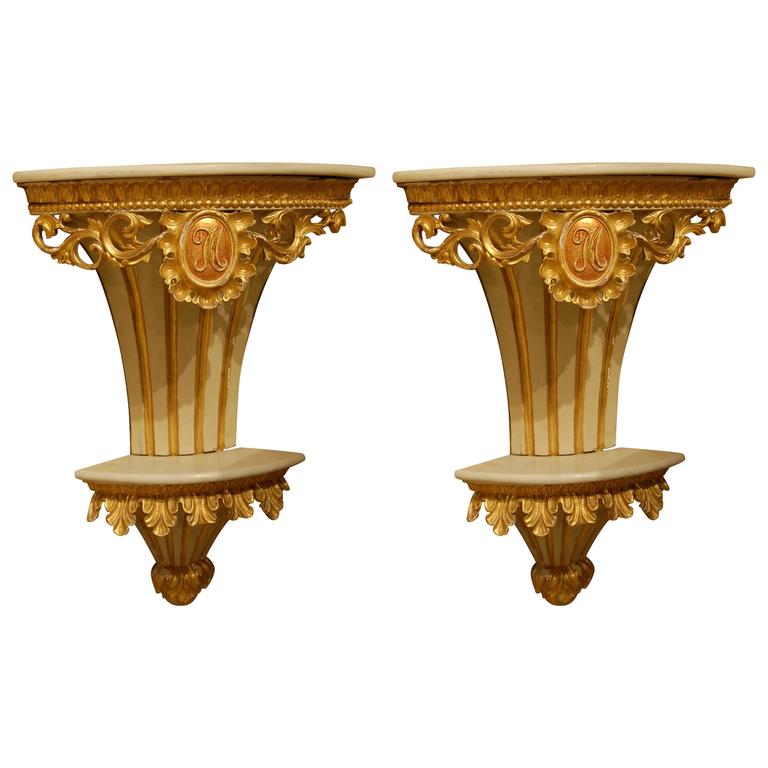Pair of Hanging Corner Brackets at 1stDibs