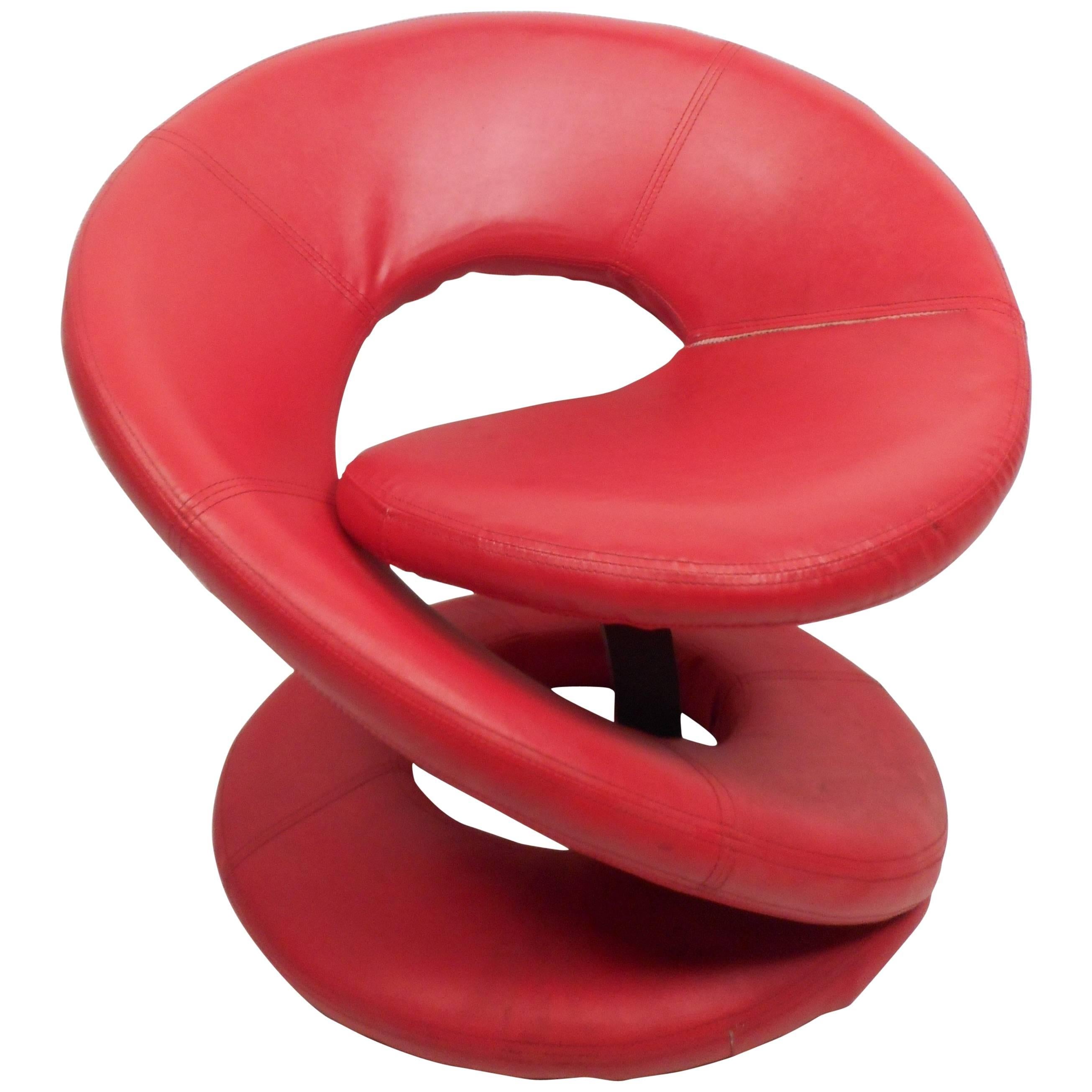 Unique Mid-Century Modern Vinyl Twist Lounge Chair at 1stDibs
