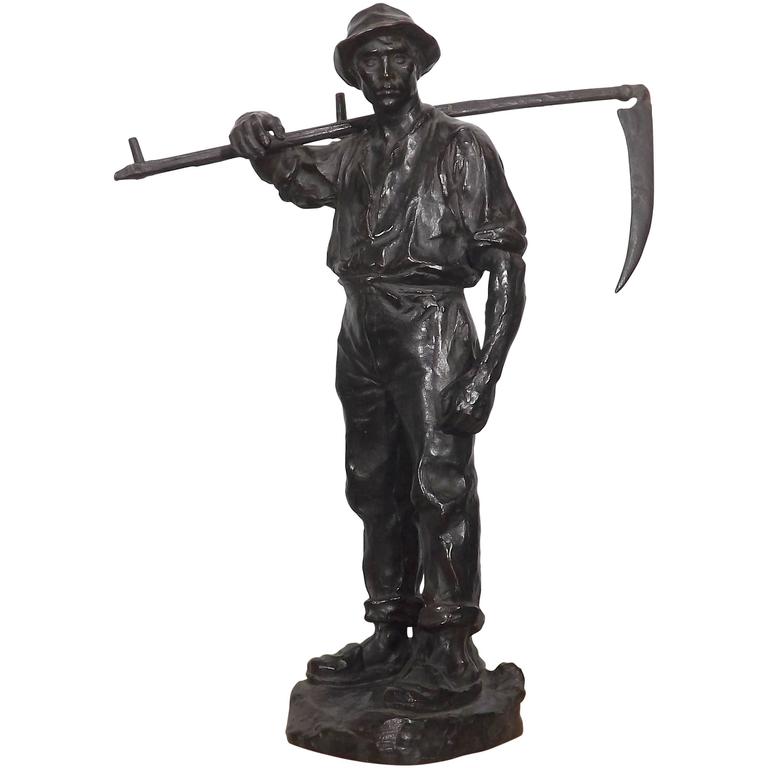 Bronze Statue of a Farmer Heading to the Field by Hans Muller at ...
