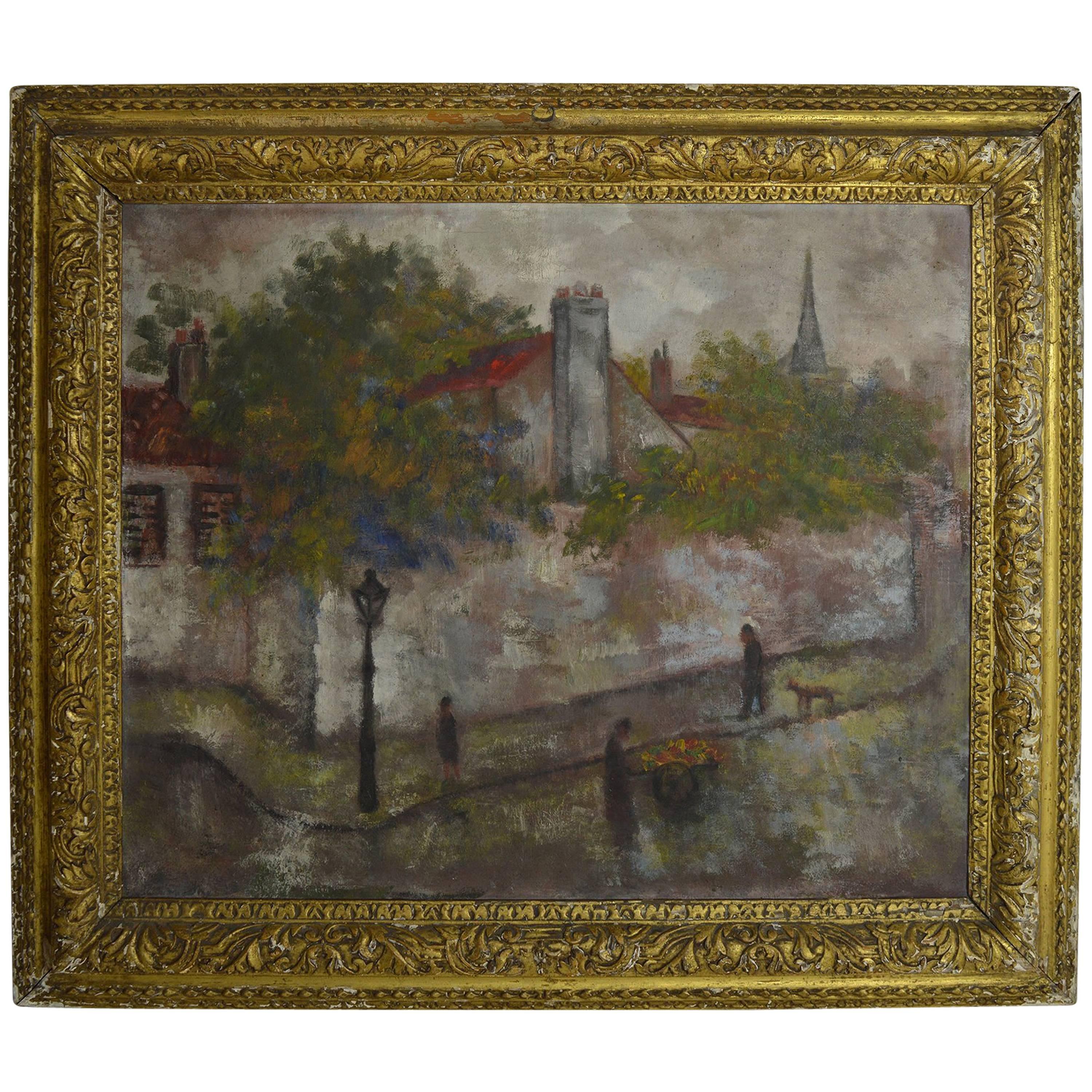 Midcentury Paris Street Scene Oil on Canvas Signed Robert Soler, circa ...