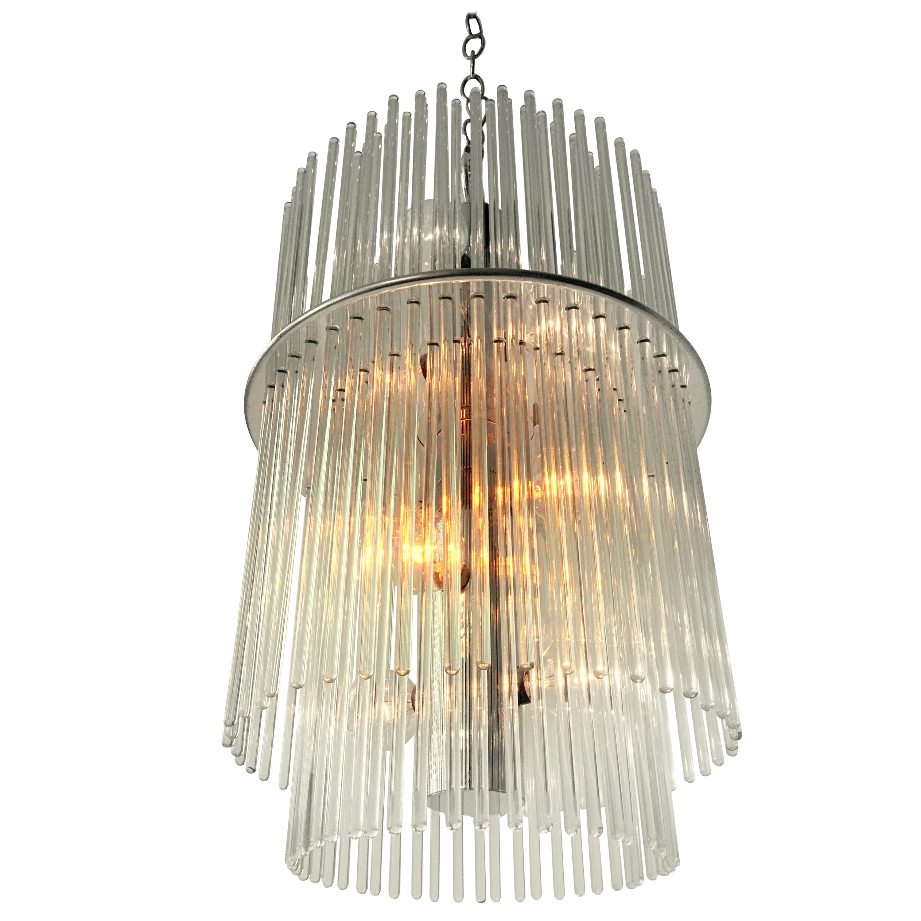 196 Glass Rod Chandelier by Lightolier at 1stDibs